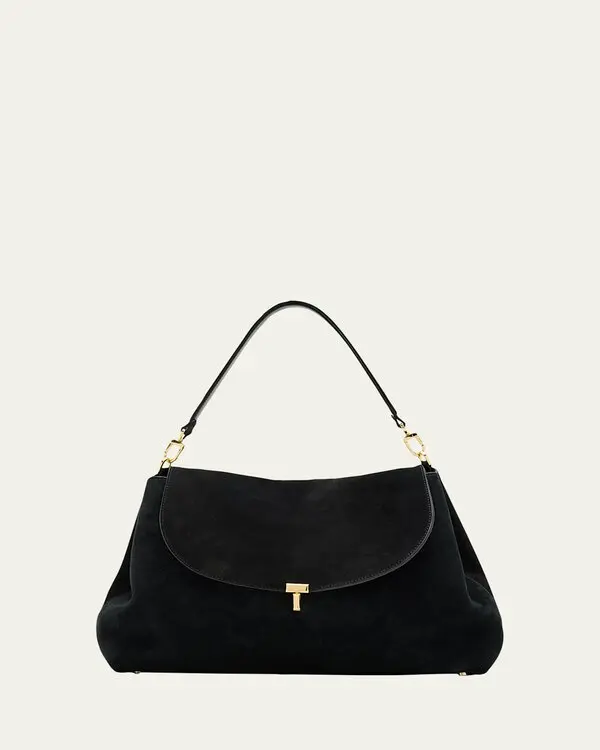 TOTEME T-lock Suede Shoulder Bag