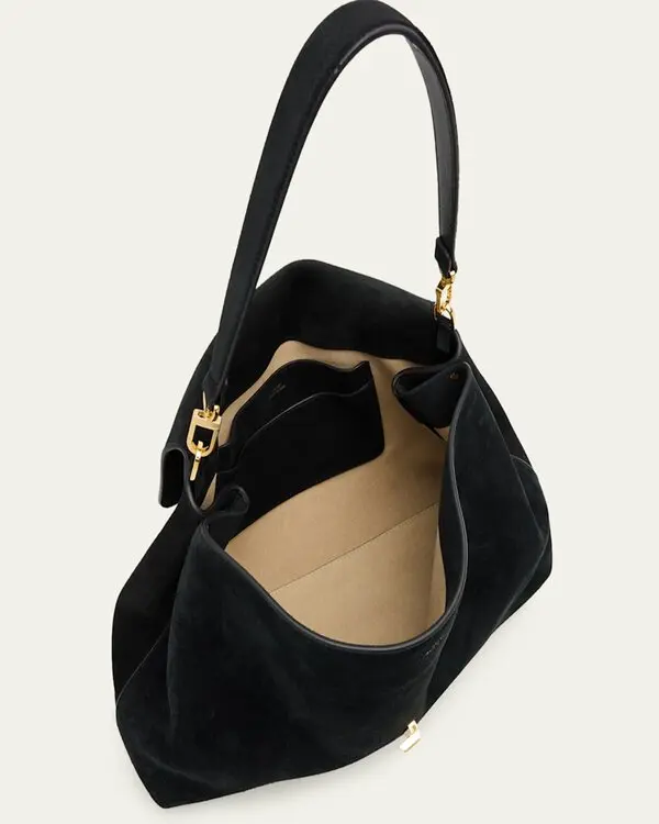 TOTEME T-lock Suede Shoulder Bag