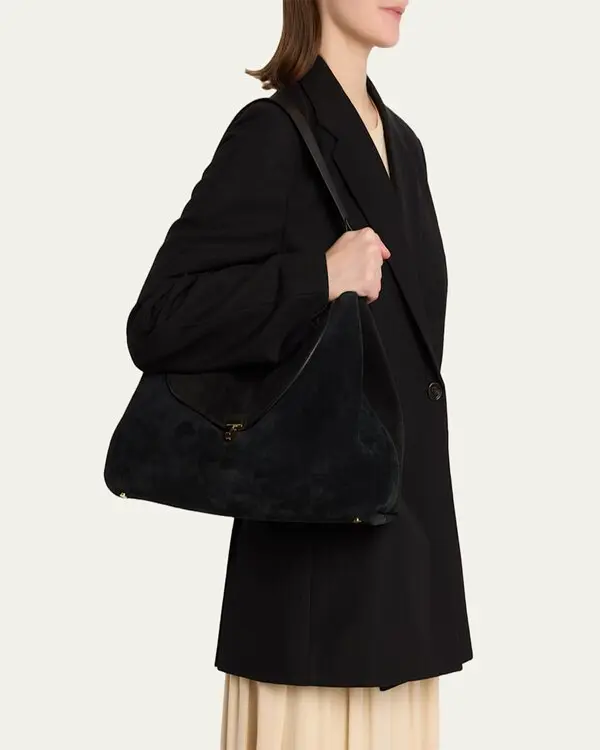 TOTEME T-lock Suede Shoulder Bag