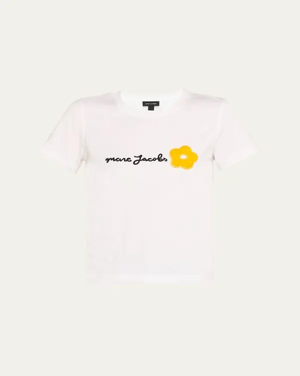 Marc Jacobs Logo Flower Appliqué T-shirt - White