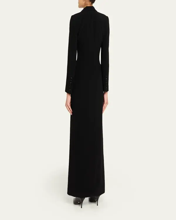 SERGIO HUDSON Satin-lapel Double-breasted Long Coat