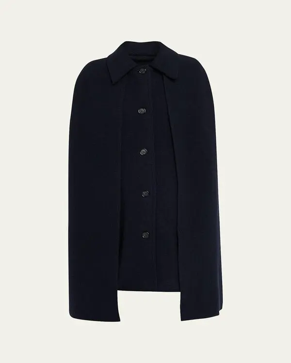 TOTEME Single-breasted Wool Boucle Cape Coat