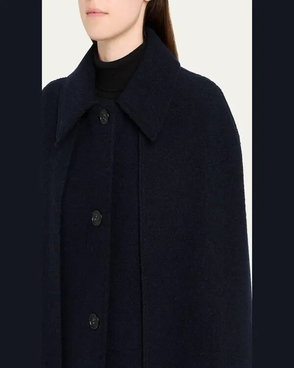 TOTEME Single-breasted Wool Boucle Cape Coat