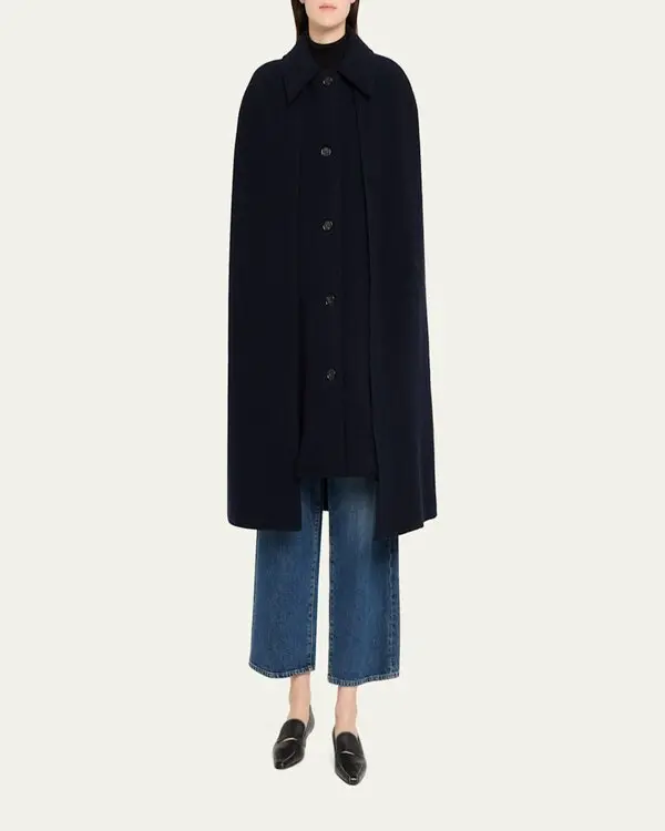 TOTEME Single-breasted Wool Boucle Cape Coat