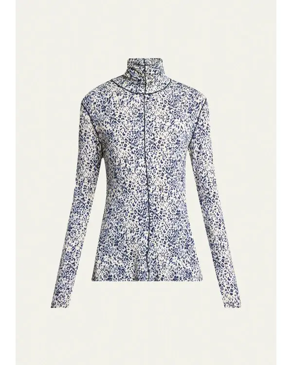 Proenza Schouler White Label Audrey Printed Jersey Turtleneck - Asphalt Multi