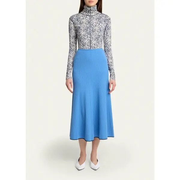 Proenza Schouler White Label Audrey Printed Jersey Turtleneck - Asphalt Multi
