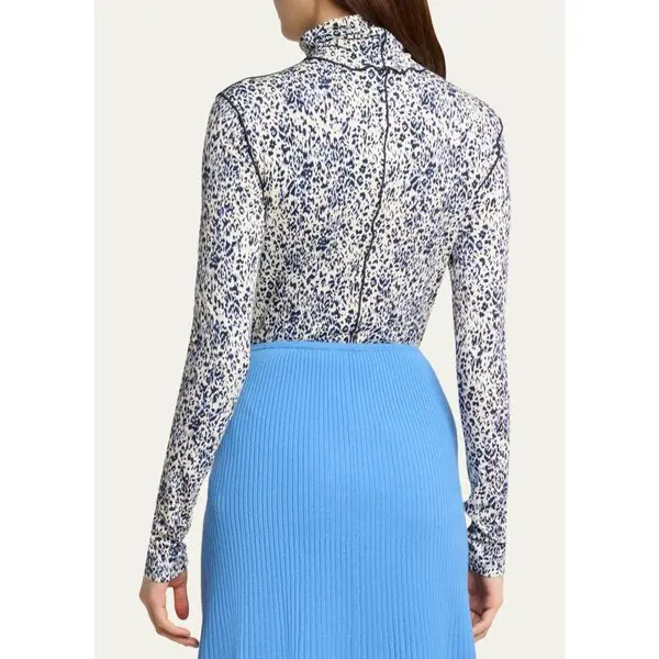 Proenza Schouler White Label Audrey Printed Jersey Turtleneck - Asphalt Multi