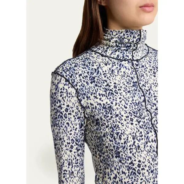 Proenza Schouler White Label Audrey Printed Jersey Turtleneck - Asphalt Multi