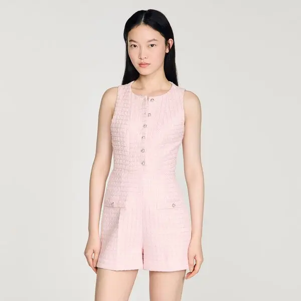 Sandro Sequin Embellished Tweed Shorts - Pink