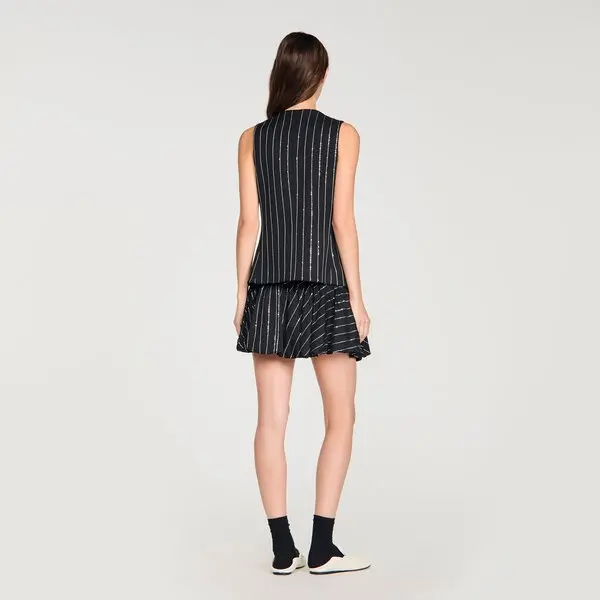 Sandro Striped Sequin Vest - Black / White