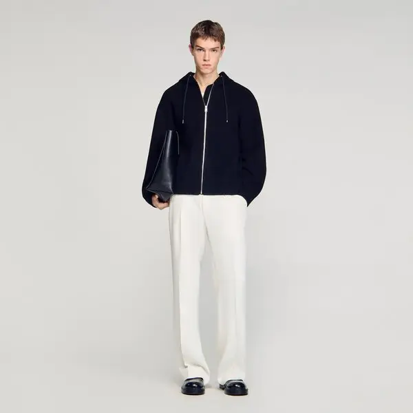 Sandro Hooded Zip-up Wool Jacket