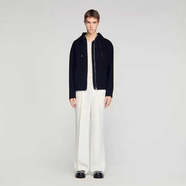 Sandro Hooded Zip-up Wool Jacket