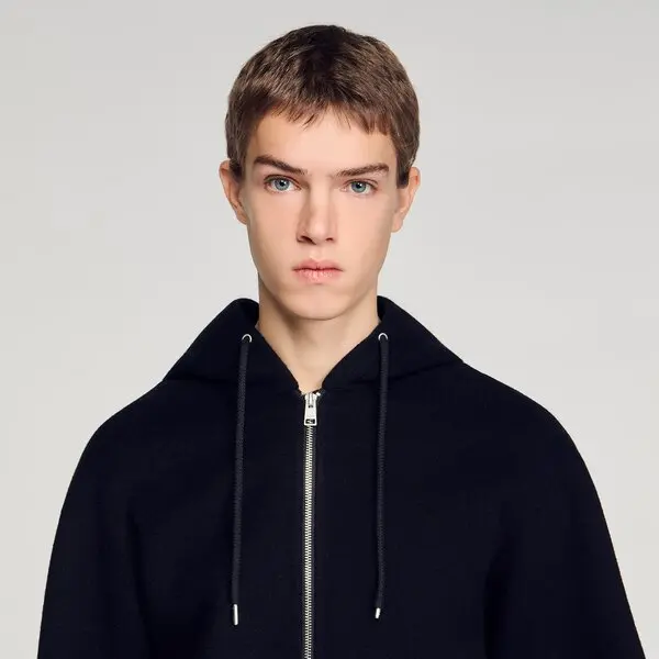 Sandro Hooded Zip-up Wool Jacket