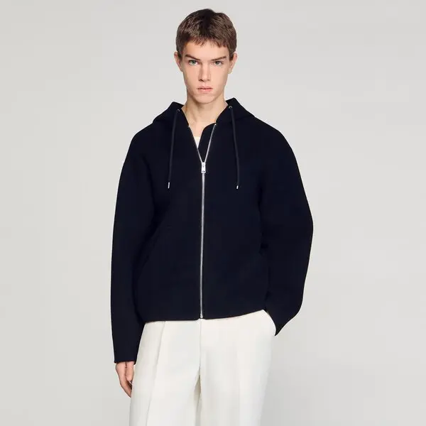 Sandro Hooded Zip-up Wool Jacket
