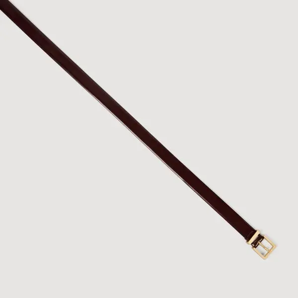 Sandro Smooth Leather Belt With Metal Buckle - Bordeaux