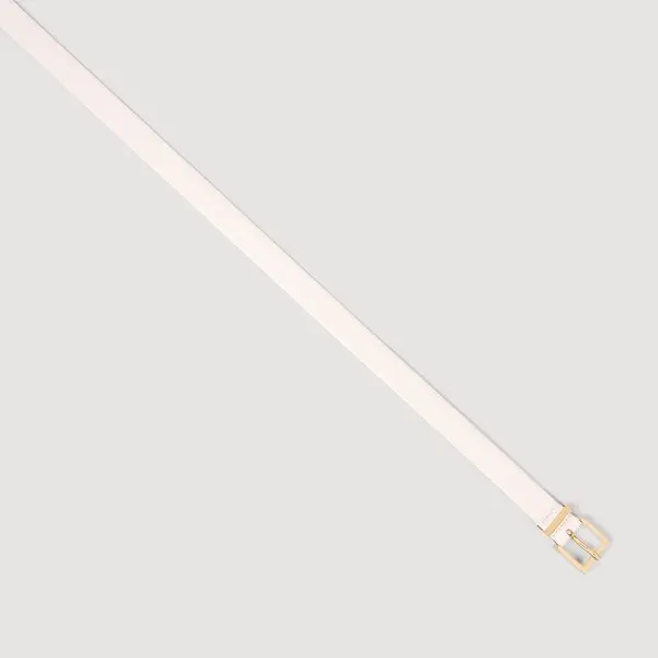 Sandro Smooth Leather Belt With Metal Buckle - White