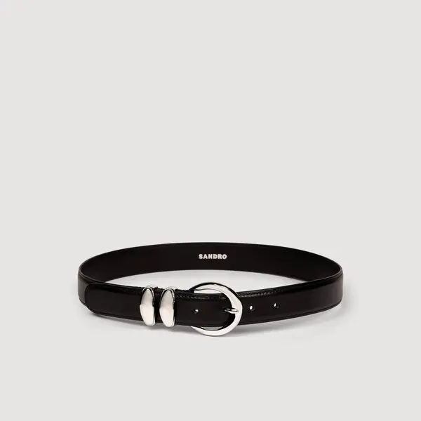 Sandro Smooth Leather Belt - Black
