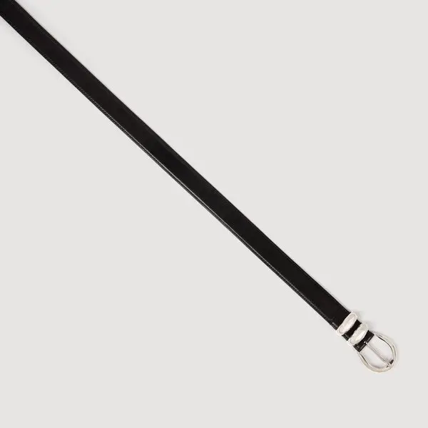 Sandro Smooth Leather Belt - Black