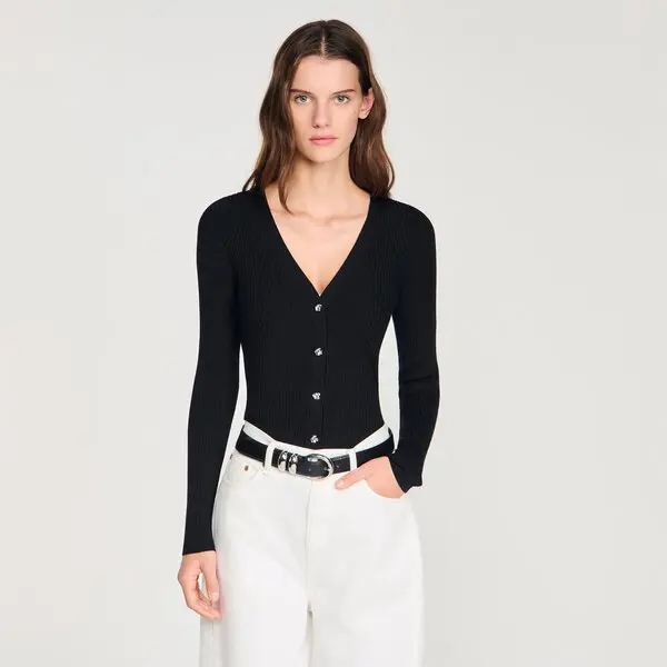 Sandro Smooth Leather Belt - Black