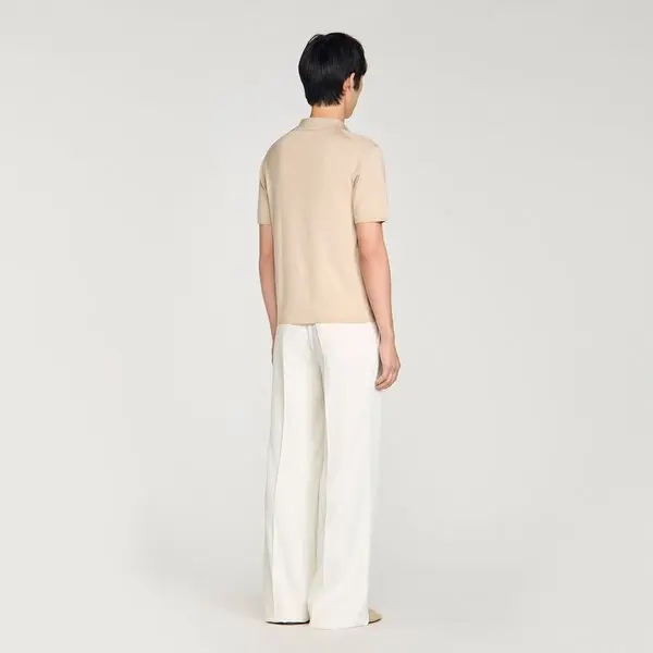 Sandro Short-sleeved V-neck Polo Shirt - Beige