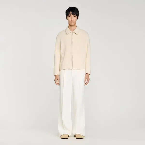 Sandro Knit-effect Jacket With Regular Collar