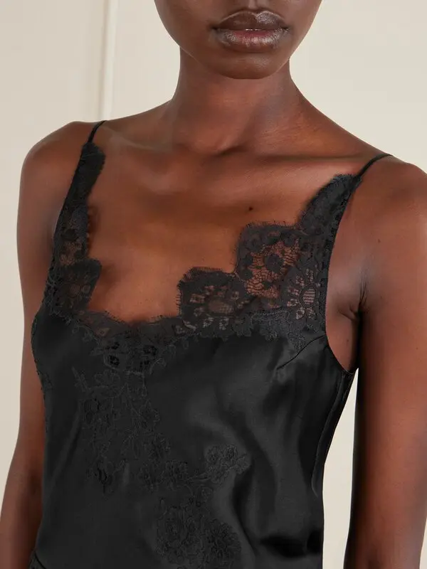 Carine Gilson Lace-trimmed Silk-satin Camisole - Black