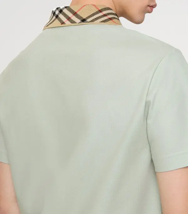 Burberry Check-collar Slim Polo Shirt - Green