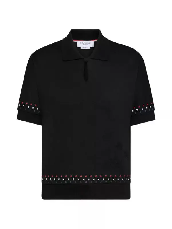 Thom Browne Snowflake-embroidery Polo Top