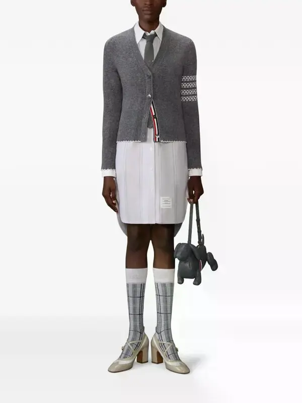 Thom Browne V-neck Four-stripe Cardigan - Grey