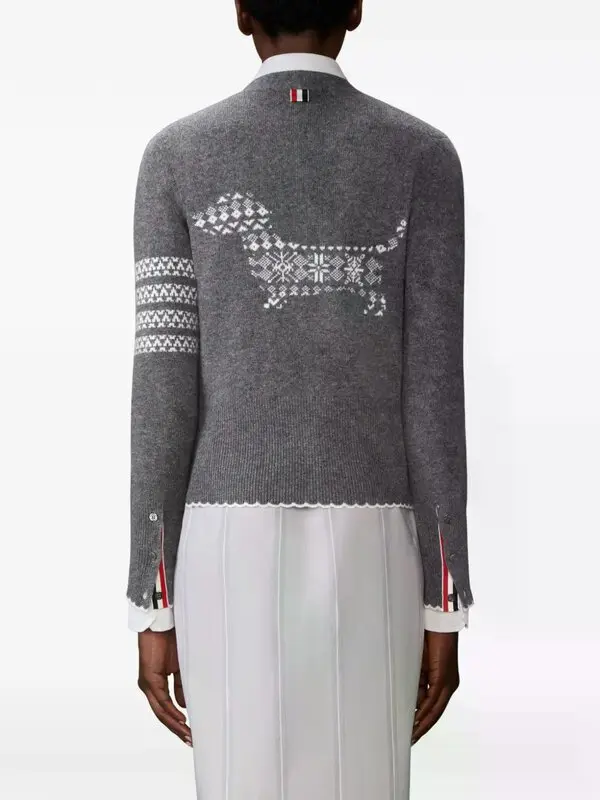 Thom Browne V-neck Four-stripe Cardigan - Grey