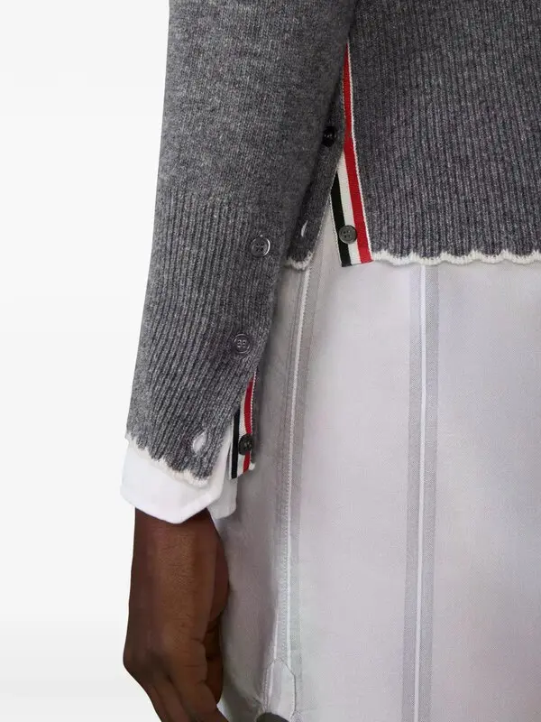 Thom Browne V-neck Four-stripe Cardigan - Grey