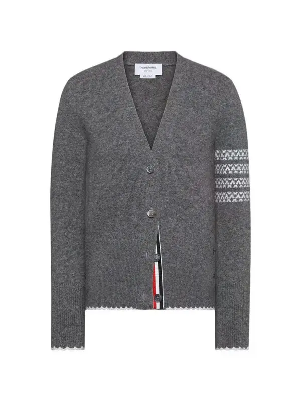 Thom Browne V-neck Four-stripe Cardigan - Grey