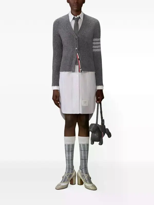 Thom Browne V-neck Four-stripe Cardigan - Grey