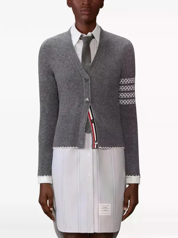 Thom Browne V-neck Four-stripe Cardigan - Grey