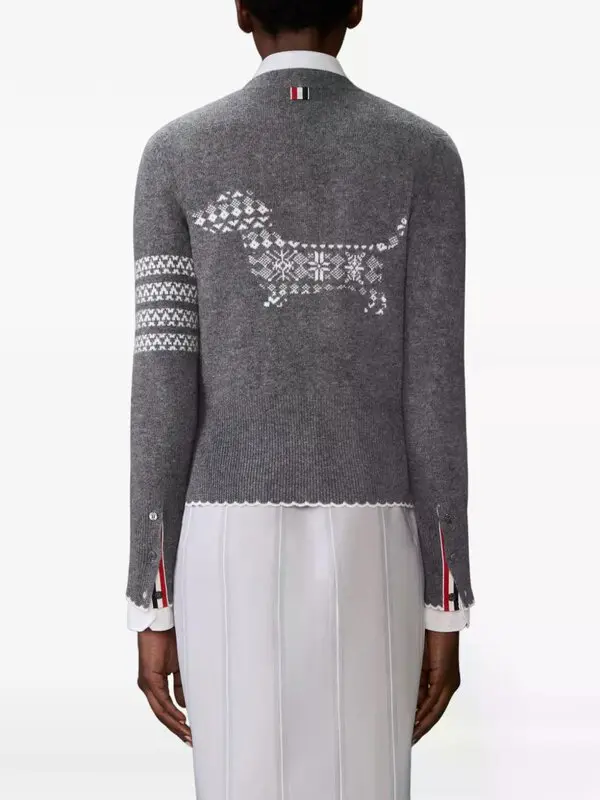 Thom Browne V-neck Four-stripe Cardigan - Grey