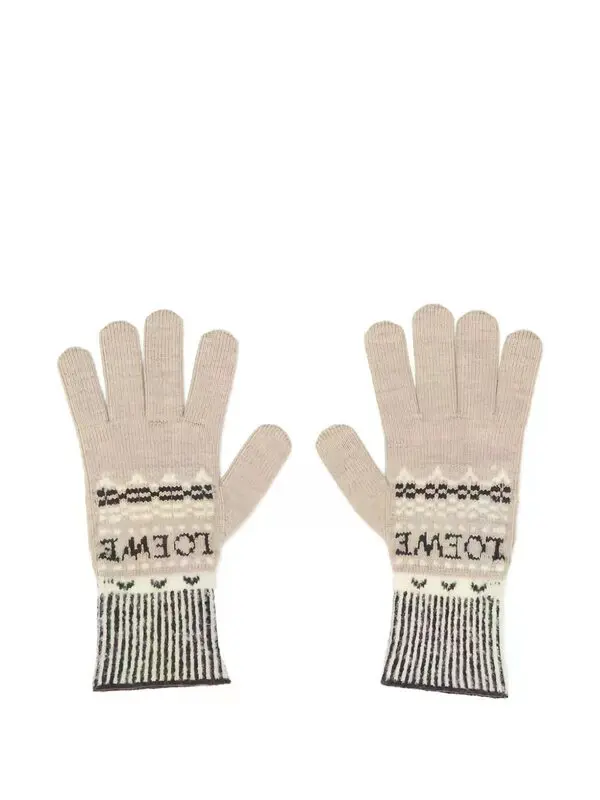 Loewe Logo-embroidered Patterned Gloves - Neutrals