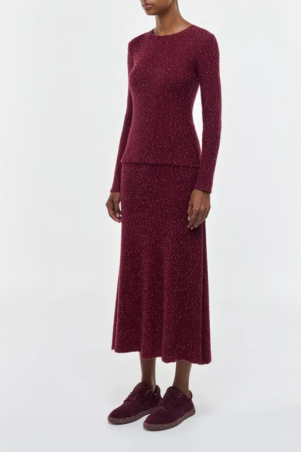 Gabriela Hearst Nello Knit Sweater In Beaded Cashmere Silk - Bordeaux