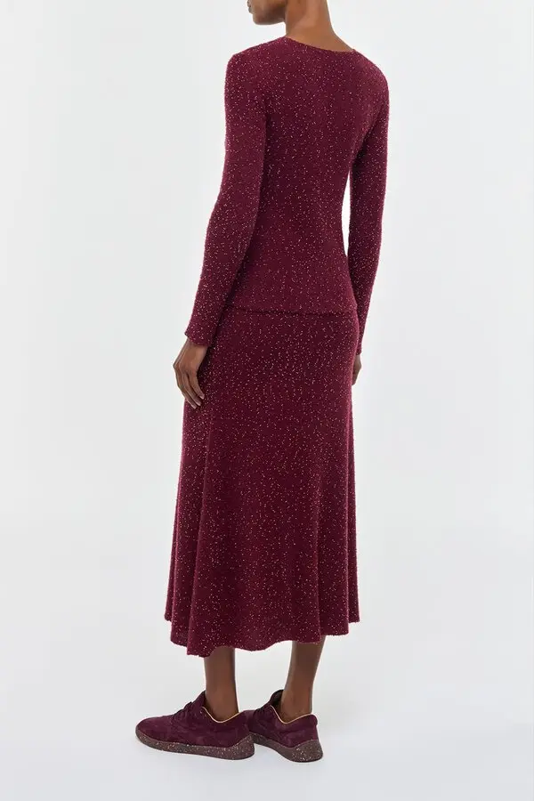 Gabriela Hearst Nello Knit Sweater In Beaded Cashmere Silk - Bordeaux