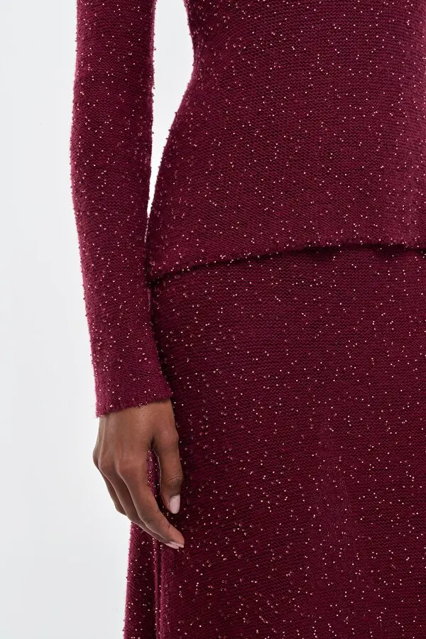 Gabriela Hearst Nello Knit Sweater In Beaded Cashmere Silk - Bordeaux