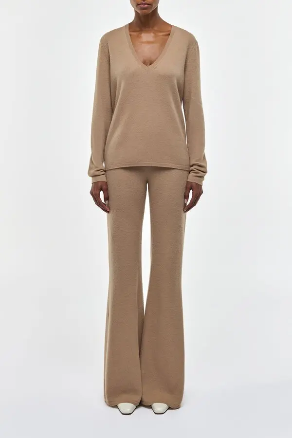 Gabriela Hearst Kaulike Knit Pants In Brushed Cashmere - Camel