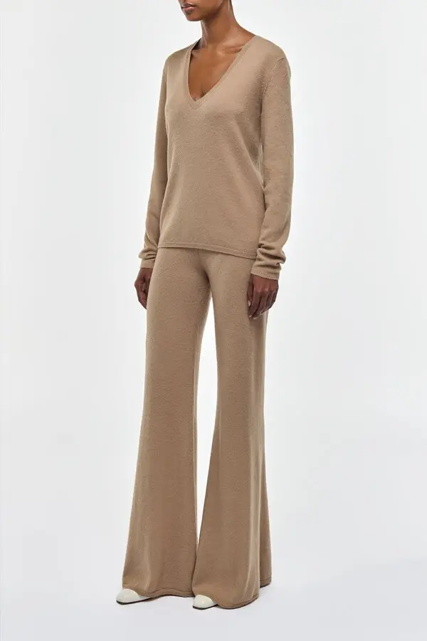 Gabriela Hearst Kaulike Knit Pants In Brushed Cashmere - Camel