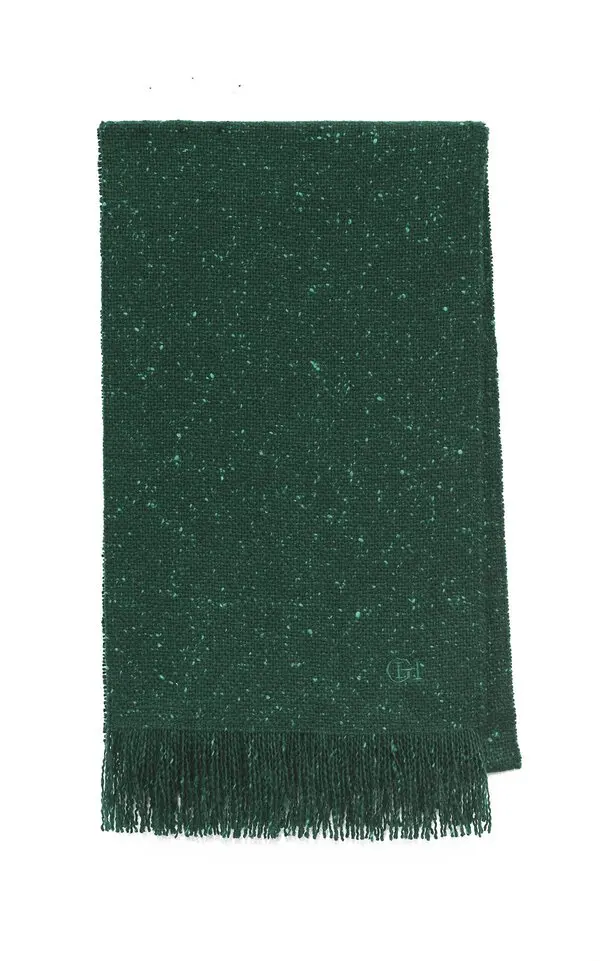Gabriela Hearst Illumina Fringe Scarf In Speckled Cashmere - English Green