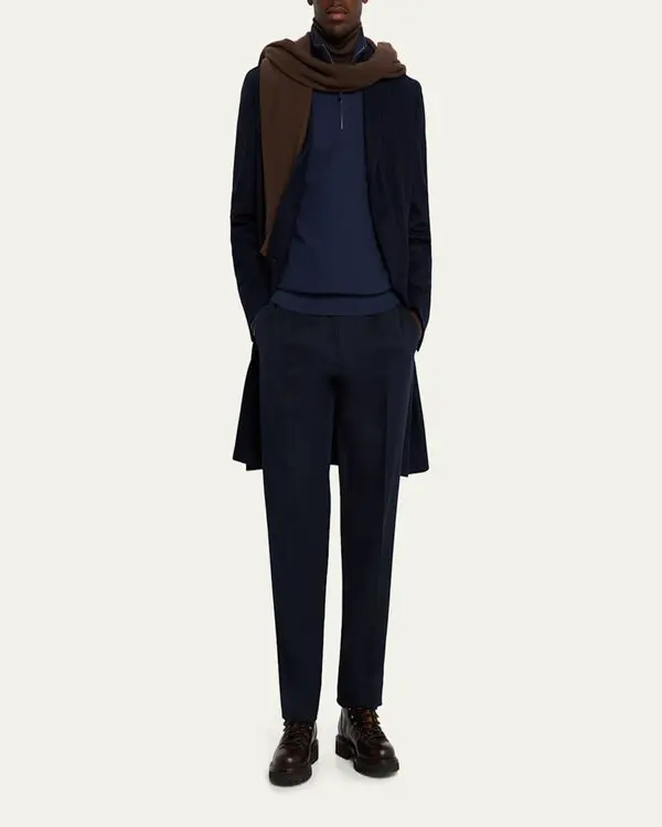 Zegna Cashmere Waffle-knit Quarter-zip Sweater - Md Blu Sld
