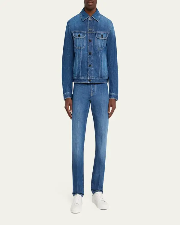 Givenchy Denim Jacket With Leather Patch - Medium Blue