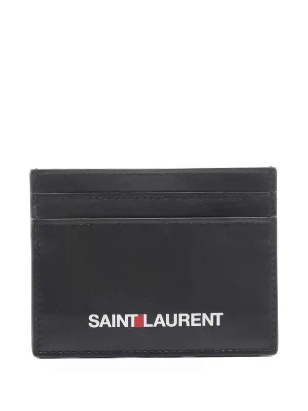 Saint Laurent 2010s Logo Leather Wallet - Black