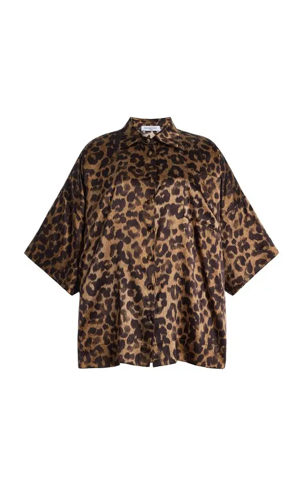 Françoise Zaoua Leopard Print Silk Shirt