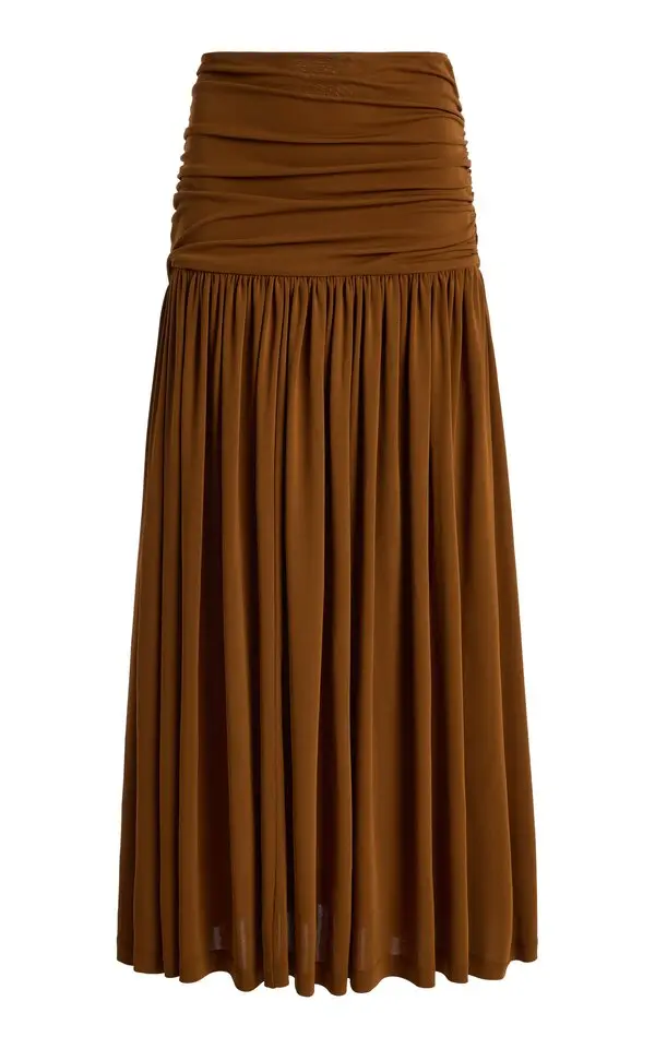 Françoise Nora Jersey Midi Skirt - Brown