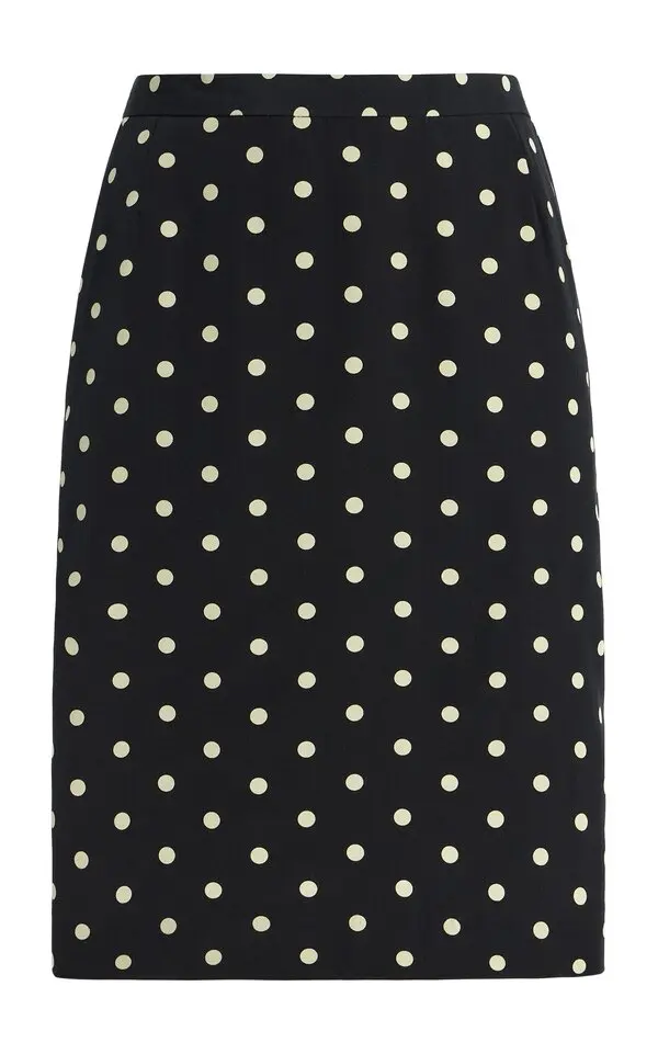 Françoise Poppy Polka-dot Silk Midi Skirt - Print
