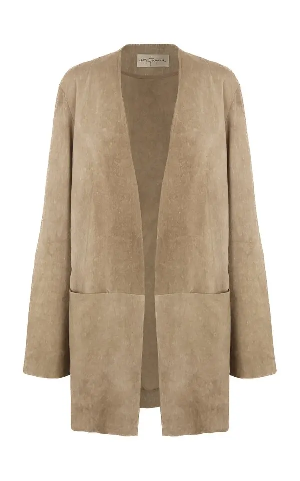 CORTANA Cassian Collarless Linen-blend Jacket