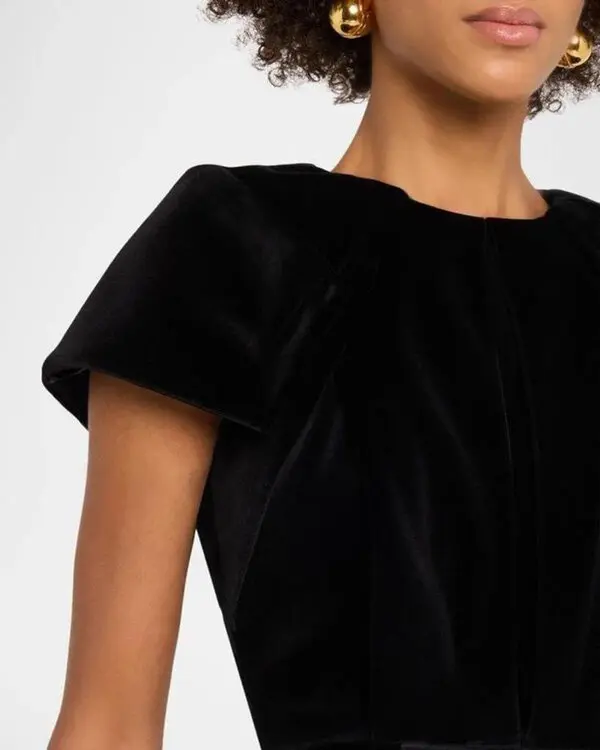 Dice Kayek Pleated Velvet Fit-&-flare Dress - Black